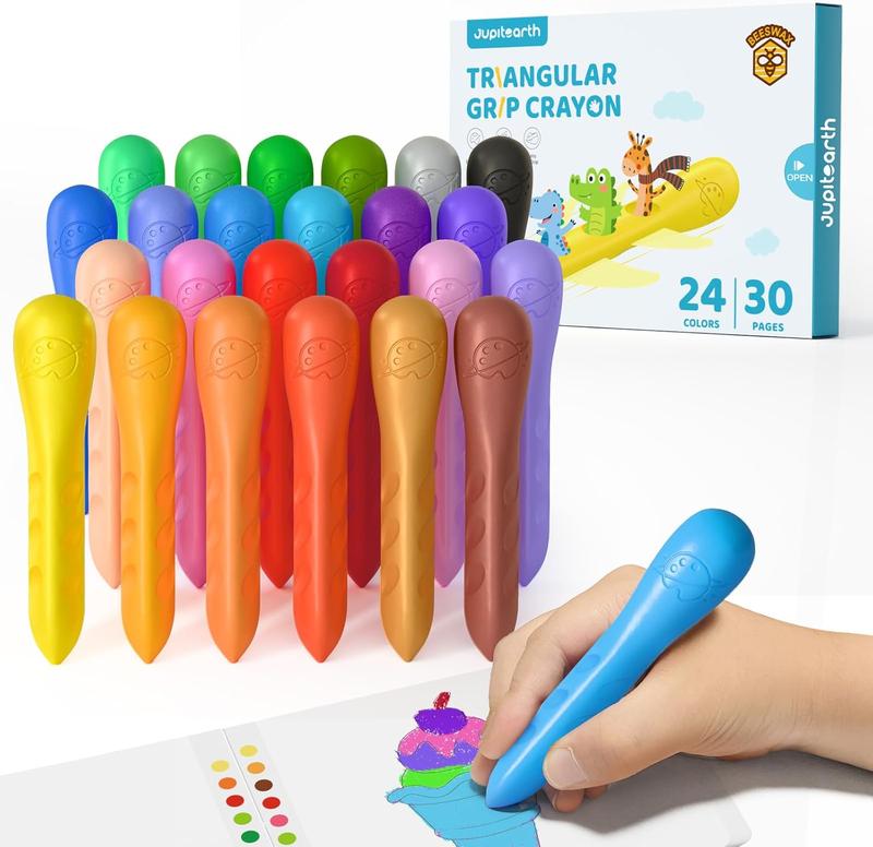 查看[24/12Colors Triangle Jumbo Crayons with Coloring Book & Bonus ...