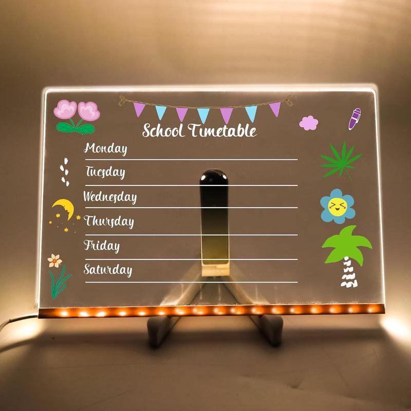 Acrylic Dry Erase Board with Light, 1 Count LED Light Up Dry Erase ...