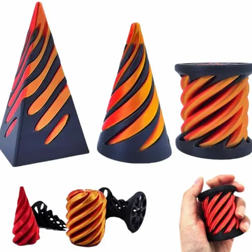Spring Tok Spiral Cone Fidget Toy - 3D Printed Pyramid, Cylinder, Desk ...