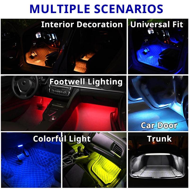 Remote Control Car Footwell Light, USB Rechargeable RGB LED Light ...
