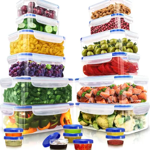 查看[Plastic Food Storage Container Set with Airtight Lids - Pack of 40 ...