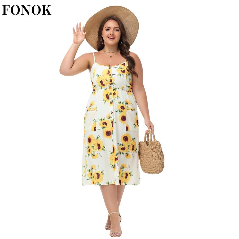 查看[FONOK Plus size summer outfit，Casual Halter Long Dresses,Long ...