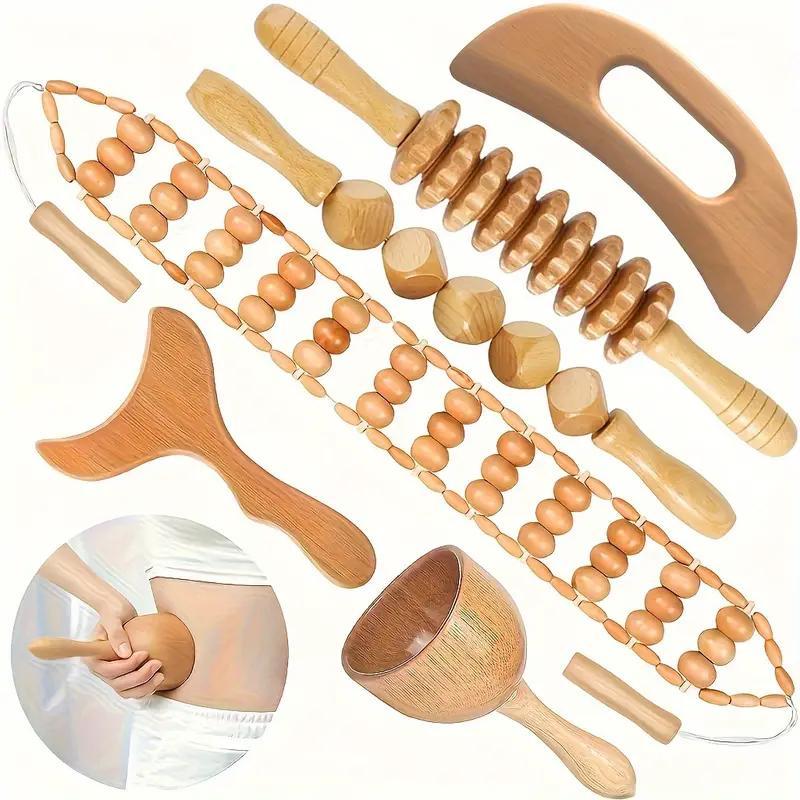 6 in 1 Manual Massage Tool, 6 Counts/set Wooden Massage Tool, Body ...