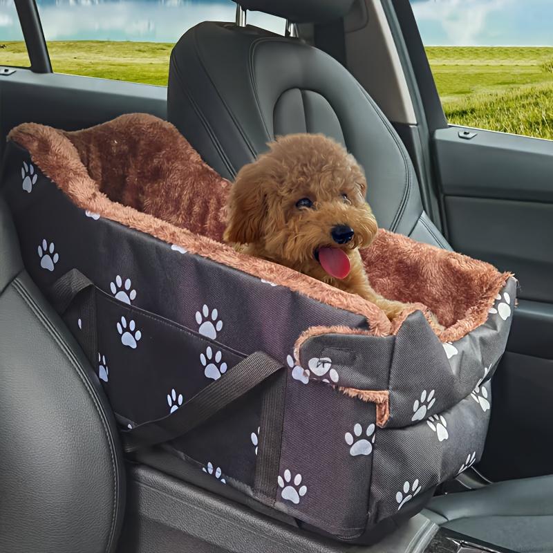 查看[Black Fabric Dog Car - Portable Pet Booster Basket with Paw Print ...