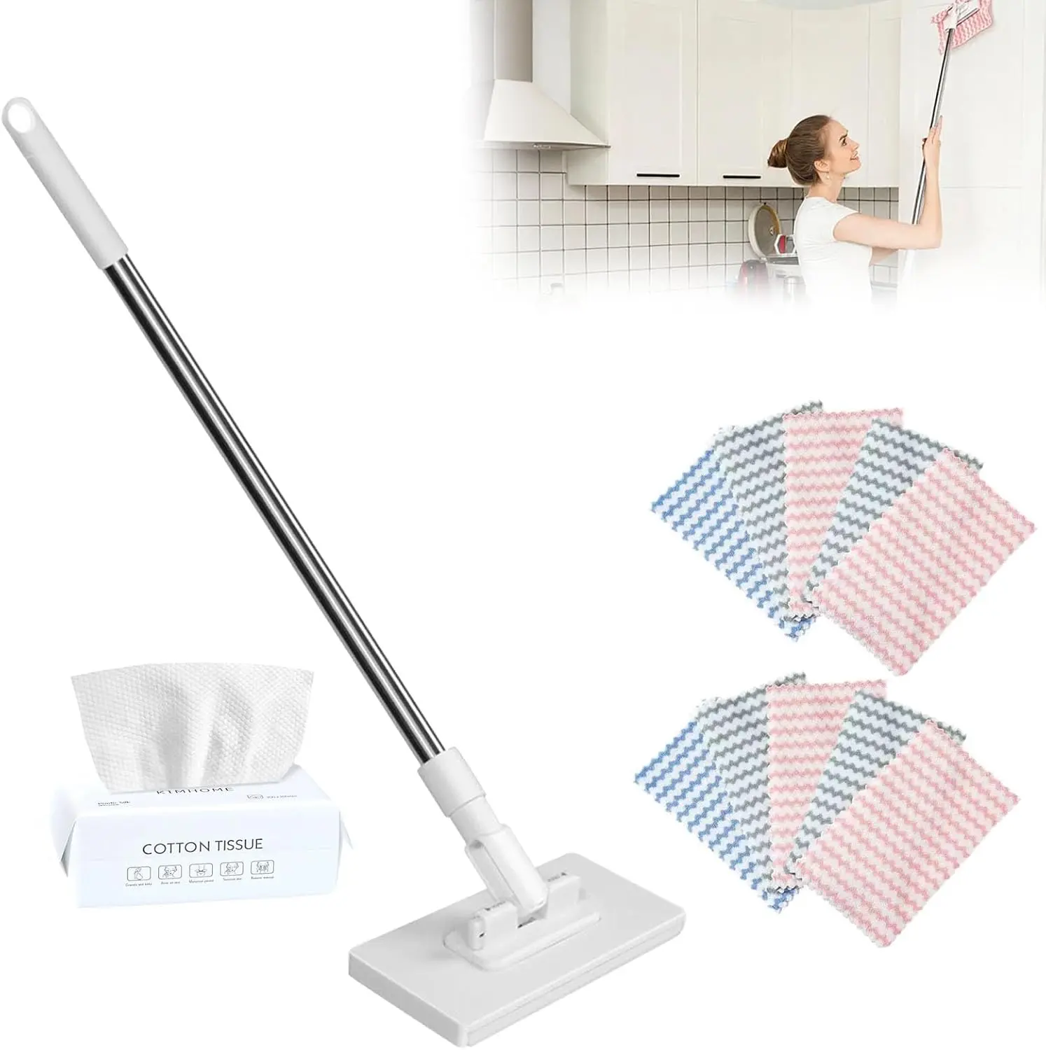 查看[Zero Touch Mini Flat Mop with 95cm Long Handle – Flat Mop Gap Dust ...