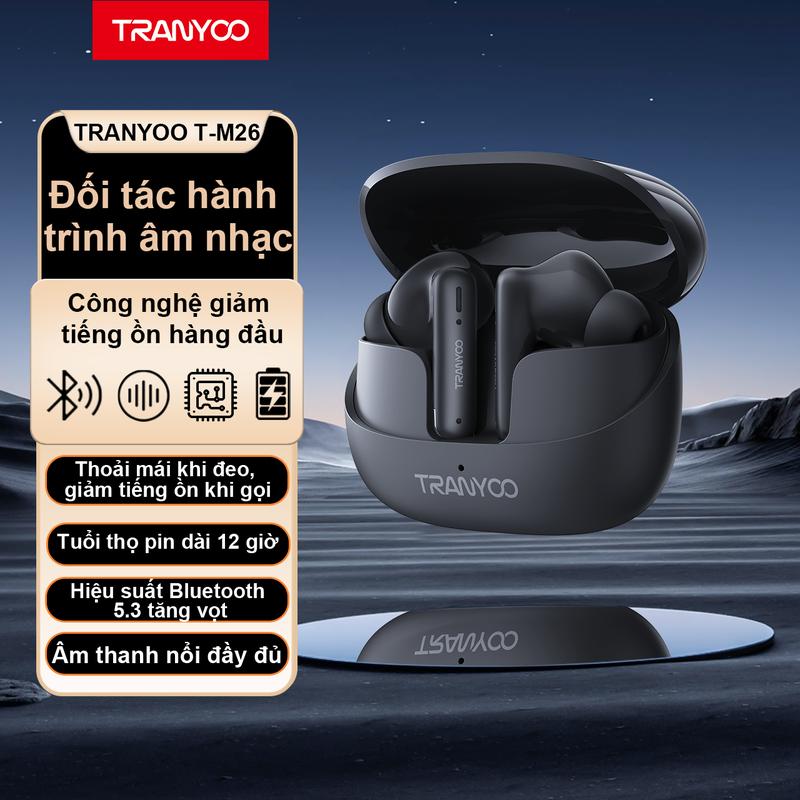 TRANYOO Tai Nghe Bluetooth TRANYOO T-M26 Bluetooth 5.3 Khử Tiếng Ồn Thông Minh Chức Năng Nghe ...