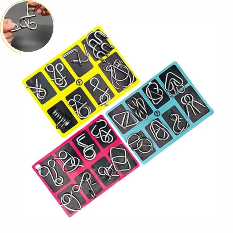 24pcs Metal Puzzle Solving Metal Wire Puzzle Pieces Solution Set Brain ...