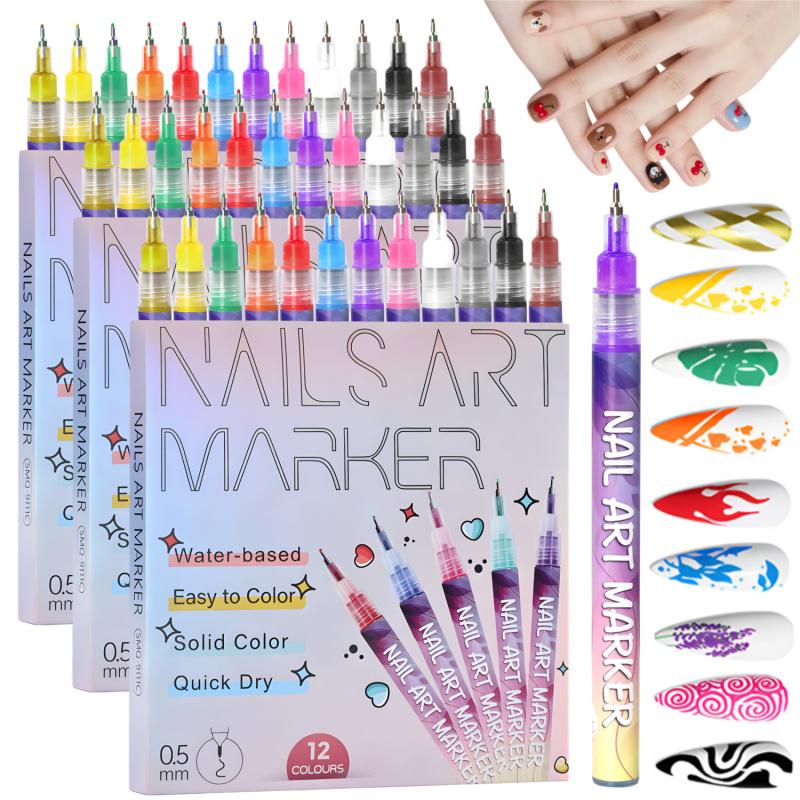 查看[12 Color 3D Nail Art Pens Set, 0.5MM Nail Pens Nail Point Graffiti ...