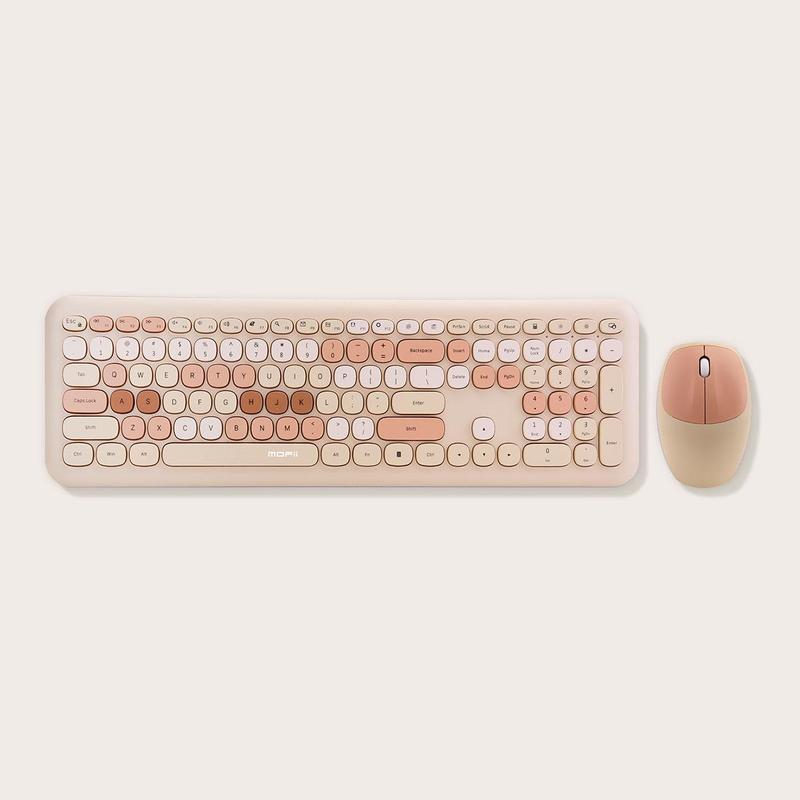 MOFii Chic Wireless Durable Keyboard & Wireless Gaming Mouse, Milk Tea ...