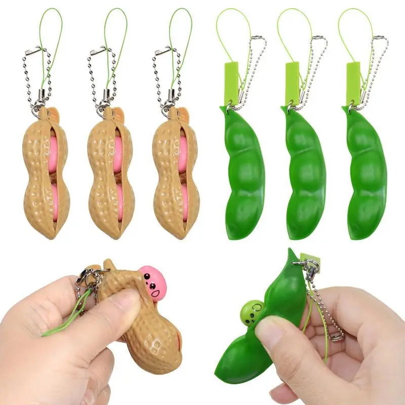 查看[Pea Shaped Keychain Toy, Creative Pea Squeeze Toy, Stress Relief Toy ...