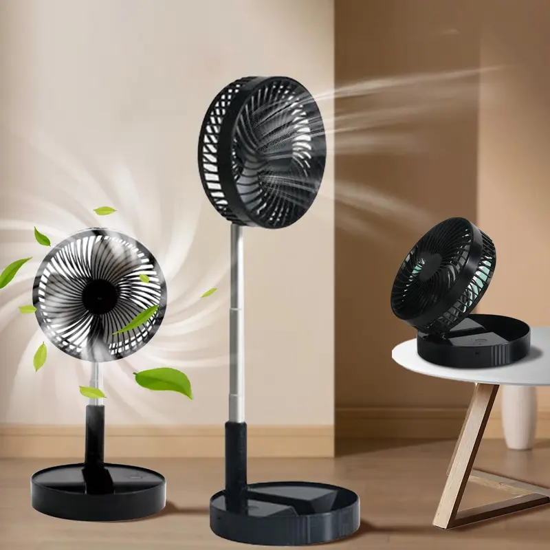 Portable Foldable USB Rechargeable Fan, Quiet Desk & Floor Fan with 4 ...
