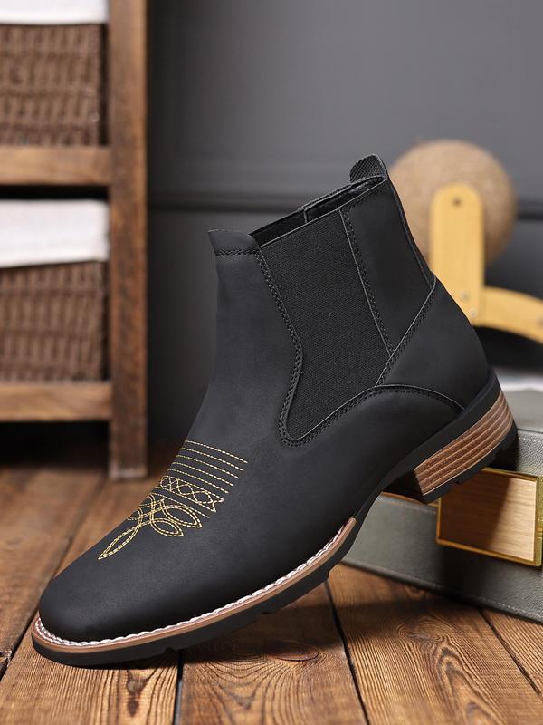 查看[Men's Business Embroidering Design Ankle Boots, Fashionable Round ...
