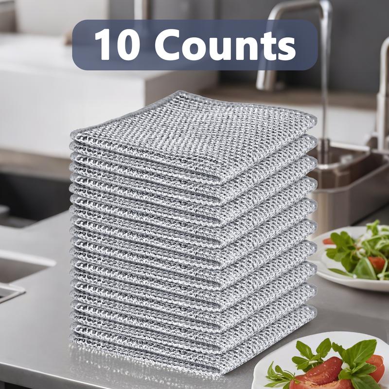 10 Counts Multipurpose Wire Dishwashing Rag, Double Layer Multipurpose ...