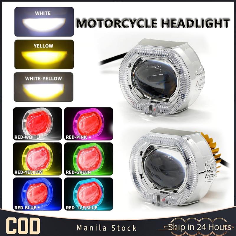2.5 Inch Motorcycle Headlight LED Spotlight DRL Red/Blue Universal Hi ...