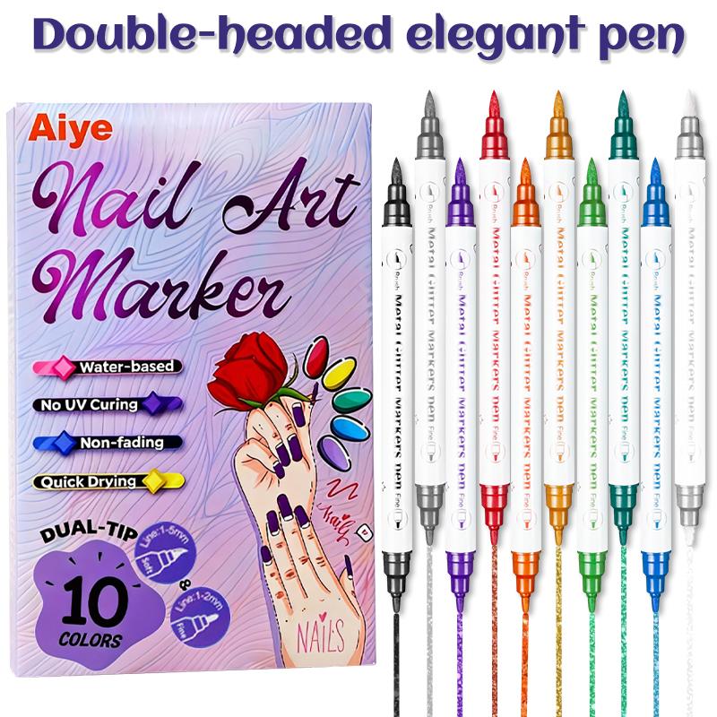 查看[Dual-tip Nail Art Marker 10-Color Set with Fine & Broad Nibs ...