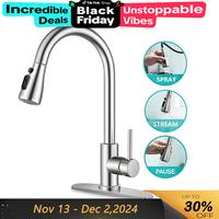 PHANCIR Kitchen Faucet with Pull Down Sprayer, High Arc Single Handle ...