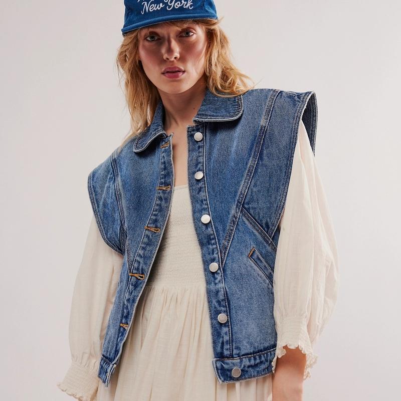 查看[Elengatine Bohemian Style Vintage Cool Denim Vest for Lady ...