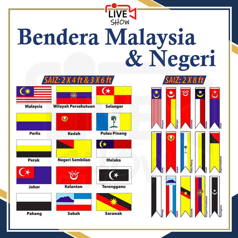 2x4 / 2x8 / 3x6 Bendera Malaysia & Bendera Negeri / Malaysia States ...
