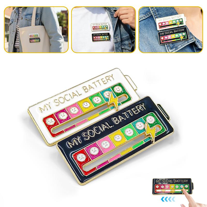 查看[2 Pack Social Battery Slider Pin - Interactive Mood Pin for ...