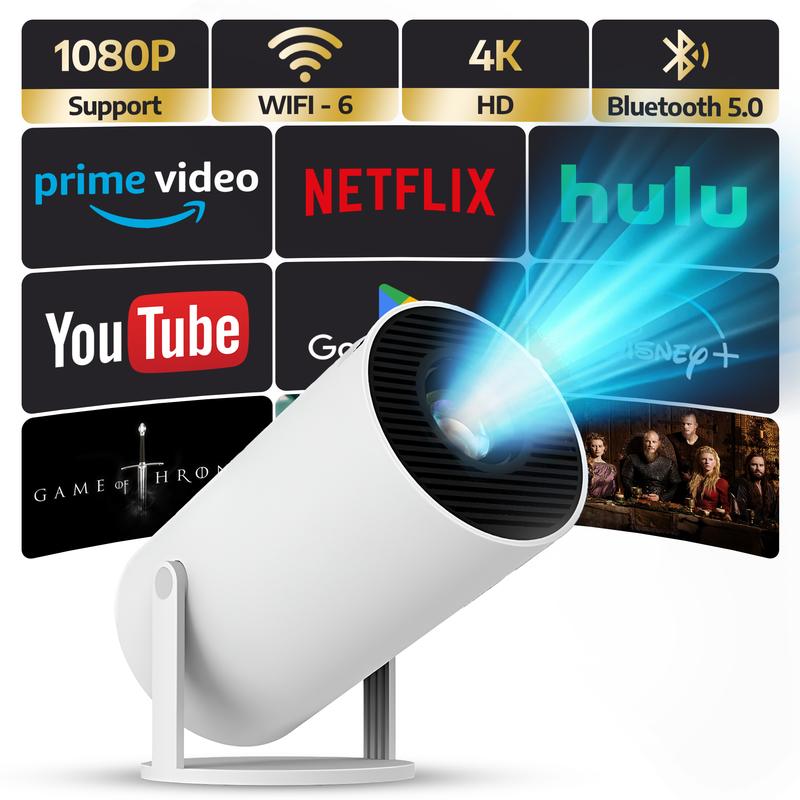 SSC Projector with WiFi 6 & Bluetooth Screen Mirroring Movie TV Home ...