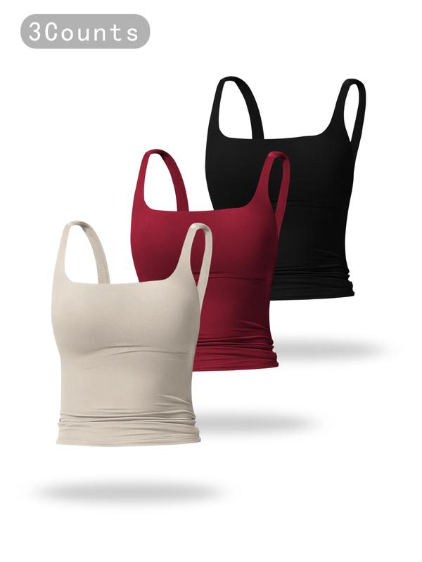 查看[Women's Solid Color Sports Tank Top, Casual Comfy Breathable ...