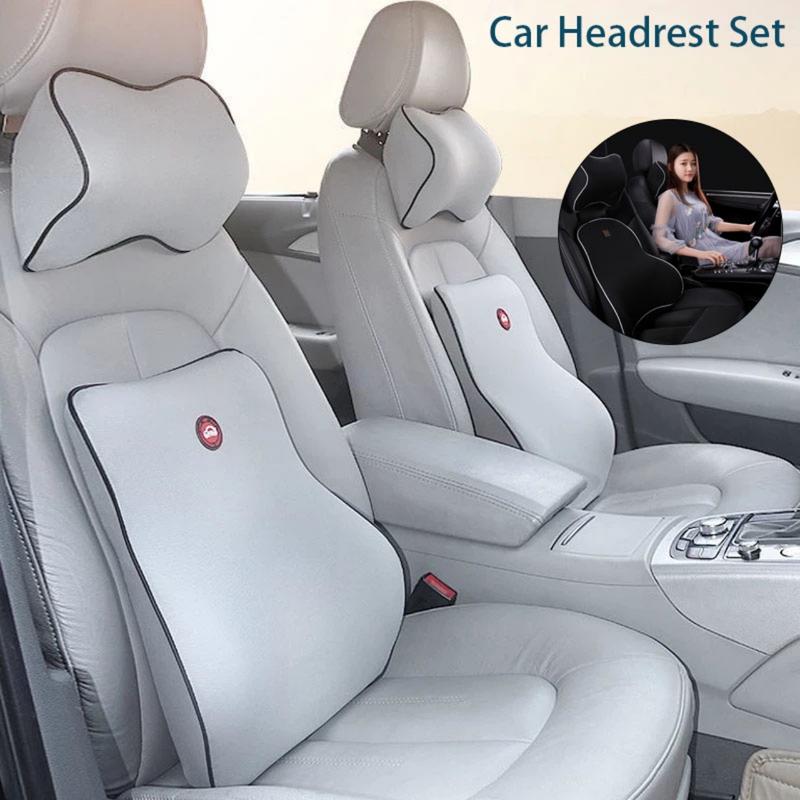 Car Headrest Set Memory Foam Pillow Car Backrest Cushion Waist ...