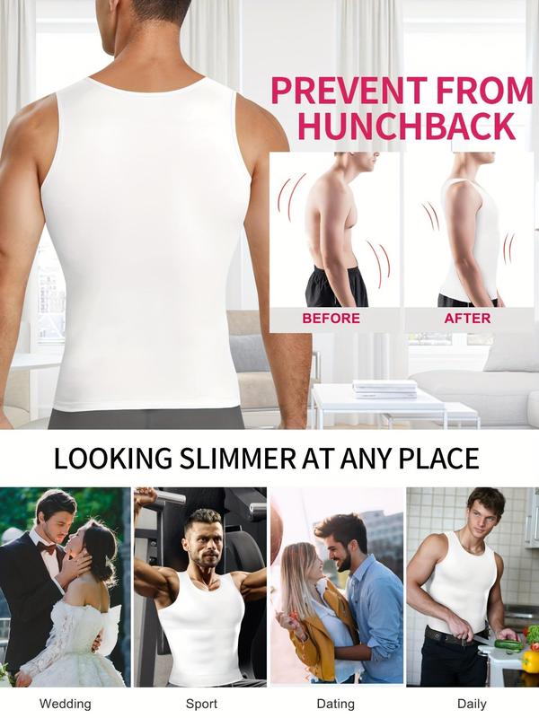 Men's Solid Compression Shapewear Tank Top, Gym Wear 2024, Breathable ...