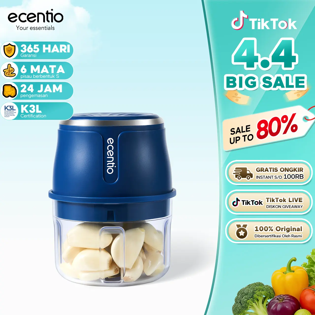 ecentio Mini Chopper Blender 6 pisau 250ml Portabl TikTok爆款商品分析 - GMV ...