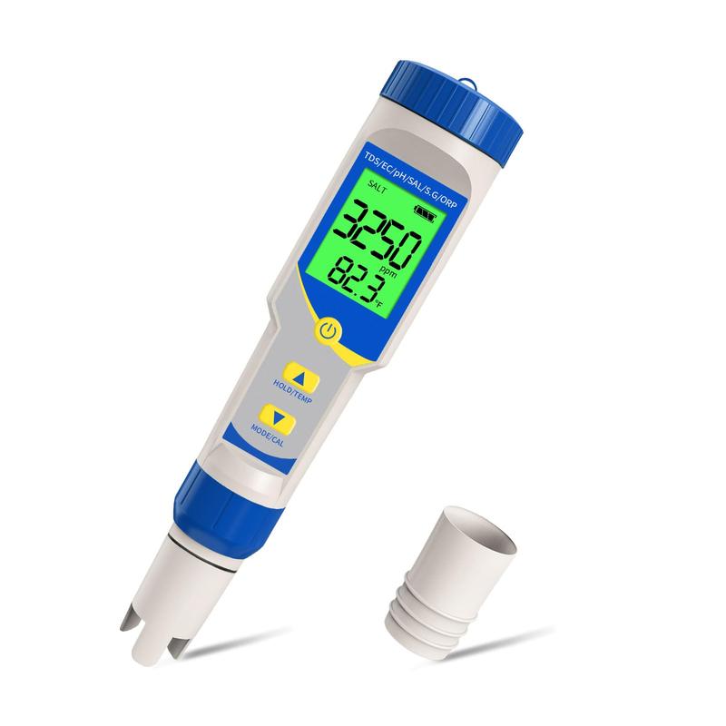 7-in-1 Digital Pool Salt & pH Tester | ORP, EC, TDS, Temp Meter for ...