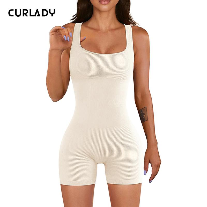 【Curlady】Womens Seamless Ribbed Leisure Yoga Workout Gym Leggings ...