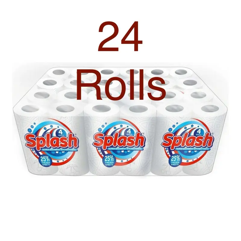 24 splash kitchen roll towell 2 ply per roll - splash Absorbent printed ...