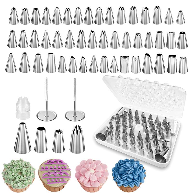 查看[Piping Tips Set 55 Pieces Cake Decorating Supplies Kits With 4 Large ...