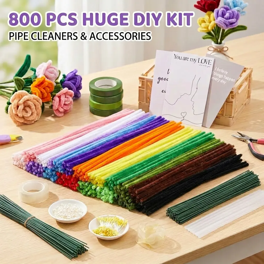 800PCS Pipe Cleaners DIY Flower Bouquet Kit with F TikTok爆款商品分析 - GMV ...