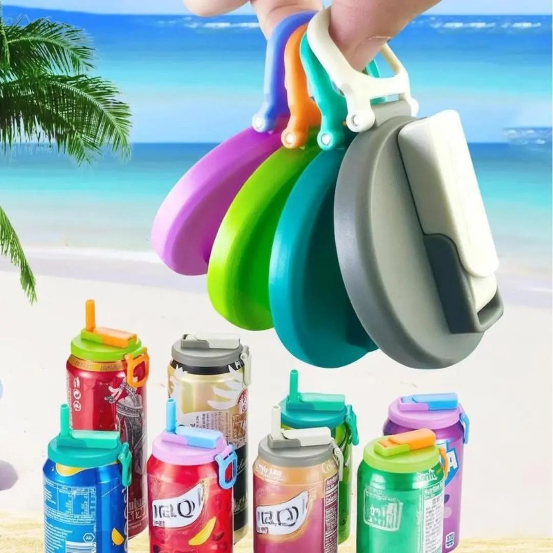 Random Color Reusable Soda Can Lid with Straw, 1 Count/4 Counts Leak ...