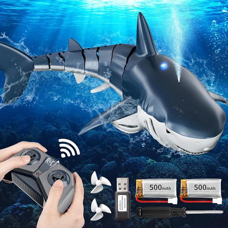 Remote Control Shark Toys 1:18 Scale Fish with Light Spray Water for ...
