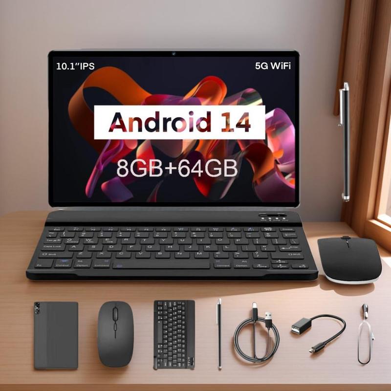 10.1 Inch Android 14 Tablet PC, 8GB (4GB + 4GB Extend) RAM & 64GB ...