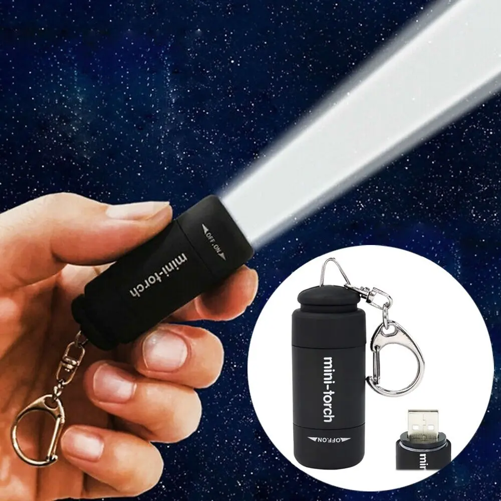 查看[1PC Mini Keychain Pocket Torch USB Rechargeable LED Light Stone ...