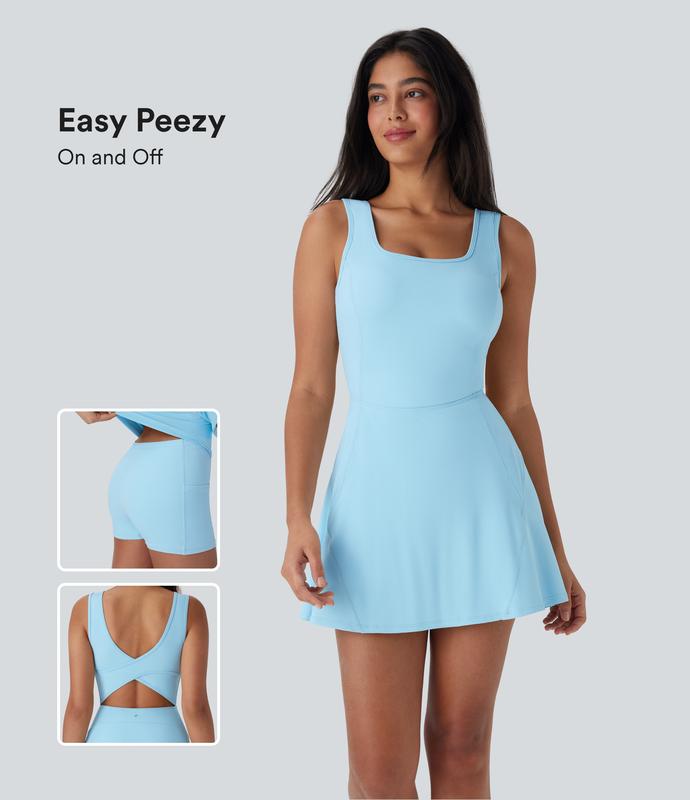 Halara Softlyzero Airy Backless Crisscross U Neck 2-in-1 Side Pocket ...