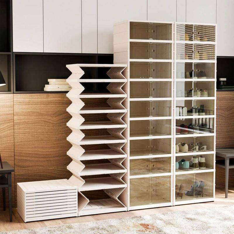 查看[NLDD Expandable 9-Tier Shoe Rack with Clear Doors and Wheels ...