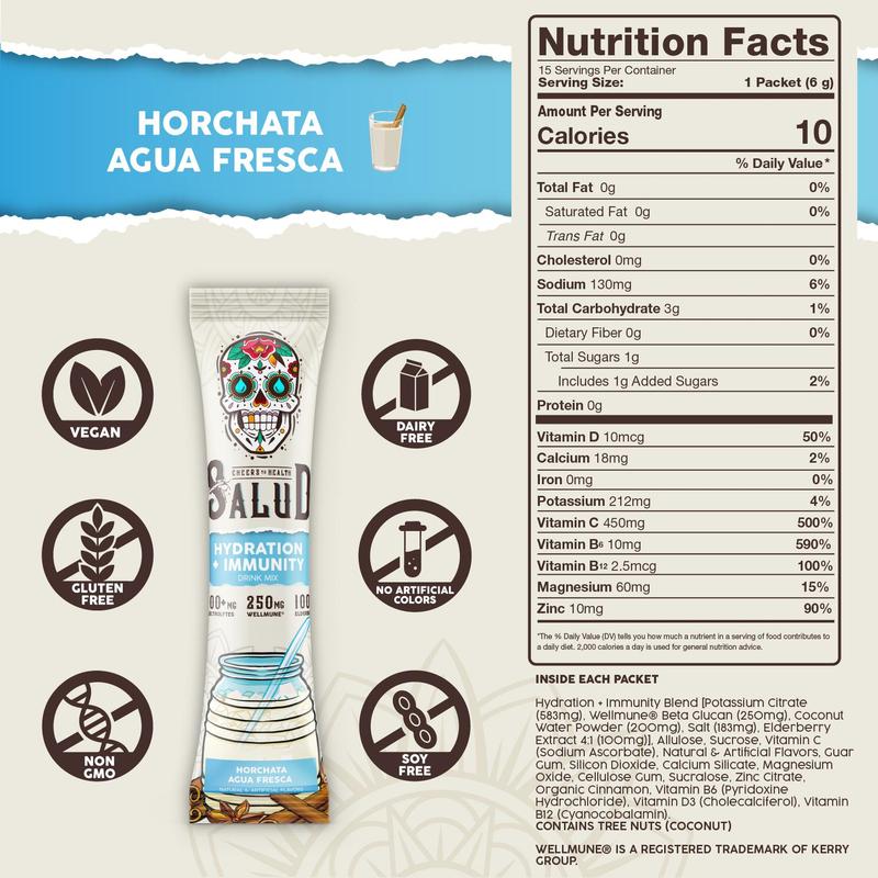 查看[Salud 2-in-1 [Hydration & Immunity – Horchata] Electrolytes, Immune ...