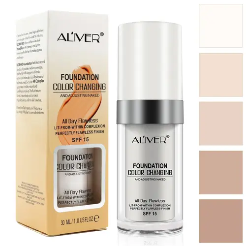ALIVER Foundation Color Changing Liquid Foundation - SPF 15, Hides ...