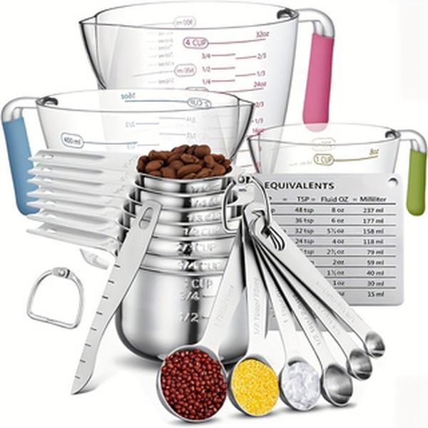查看[20pcs/set, Measuring Cups And Spoons Set, Stainless Steel Measuring ...