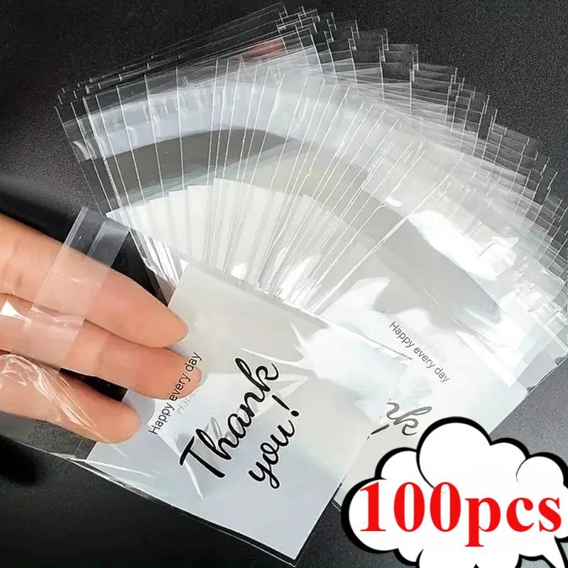 Beg Plastik, 100Pcs, Beg Gula-gula Pelekat Sendiri, Reka Bentuk Kuki ...