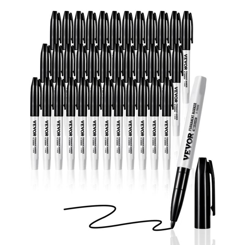 VEVOR Permanent Markers 36 Count Black Fine Tip Waterproof & Fade ...