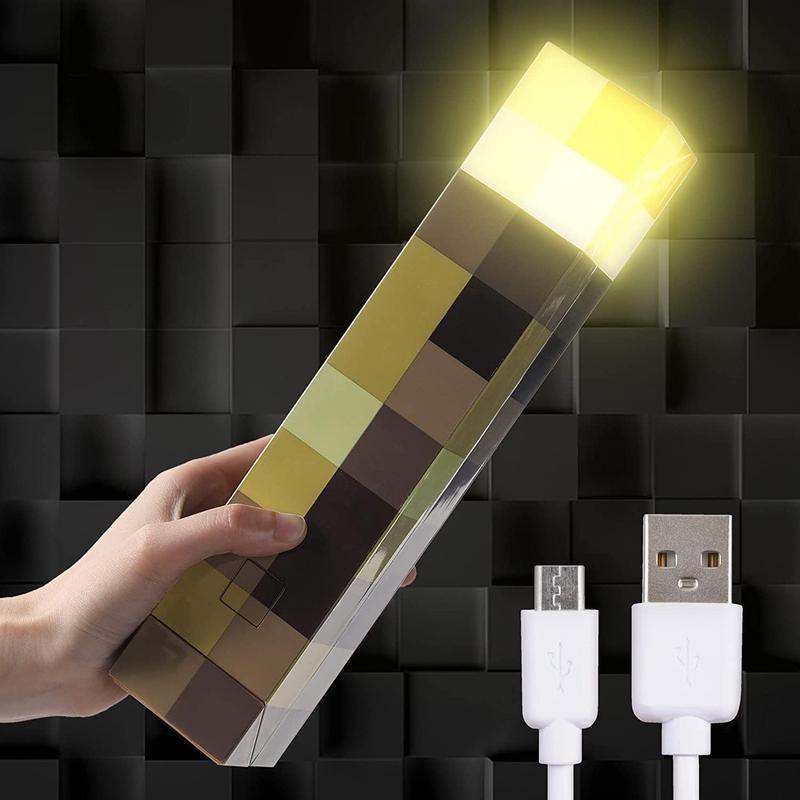 查看[Upgraded Light-up Wall Torch - Pixel Brownstone Torch Lamp - USB ...