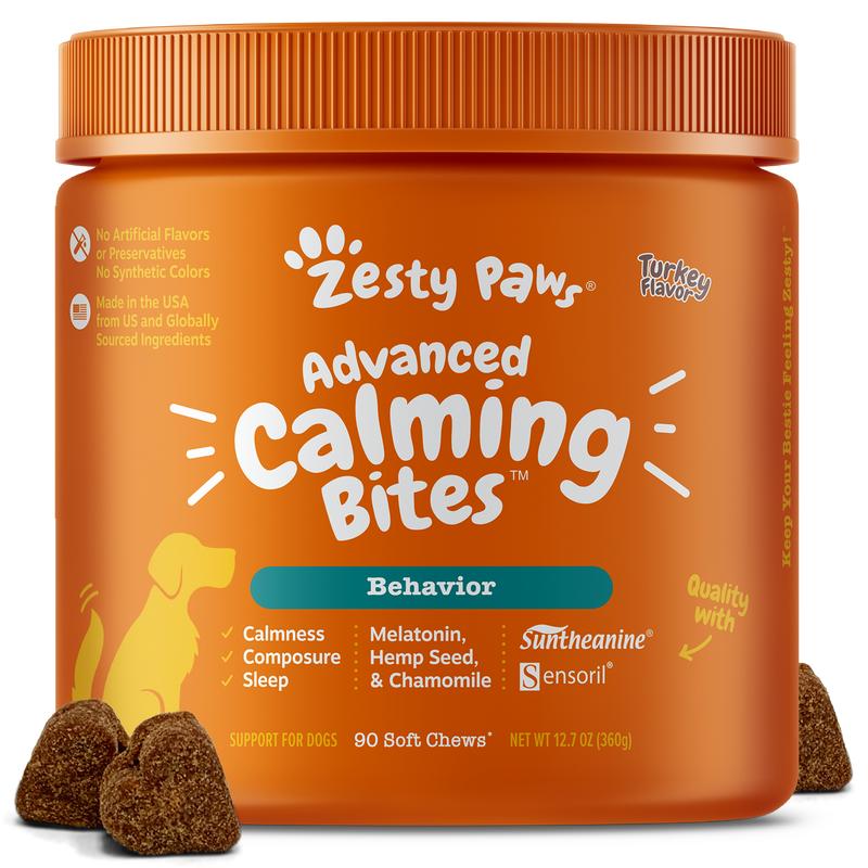 Zesty Paws Advanced Calming Bites for Dogs, Dog Composure & Relaxation ...