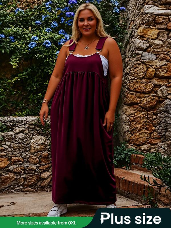 【Plus Size】 Solid Color Dress, Elegant Loose Fitted Sleeveless Dress for Party Holiday Wedding ...