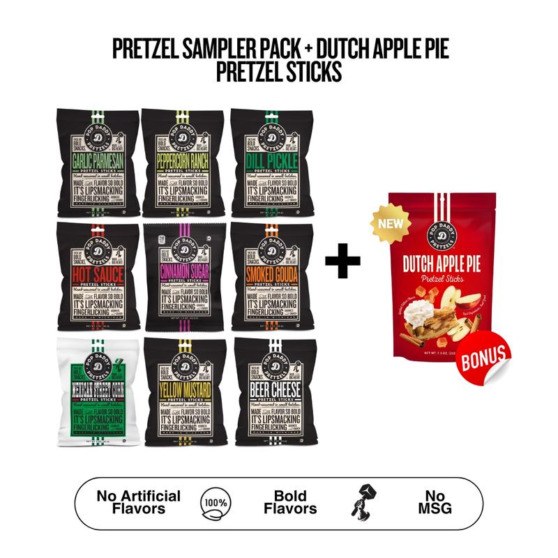 Pretzel Sampler Pack - 9 bags + DUTCH APPLE PIE PRETZEL STICKS - Pop ...