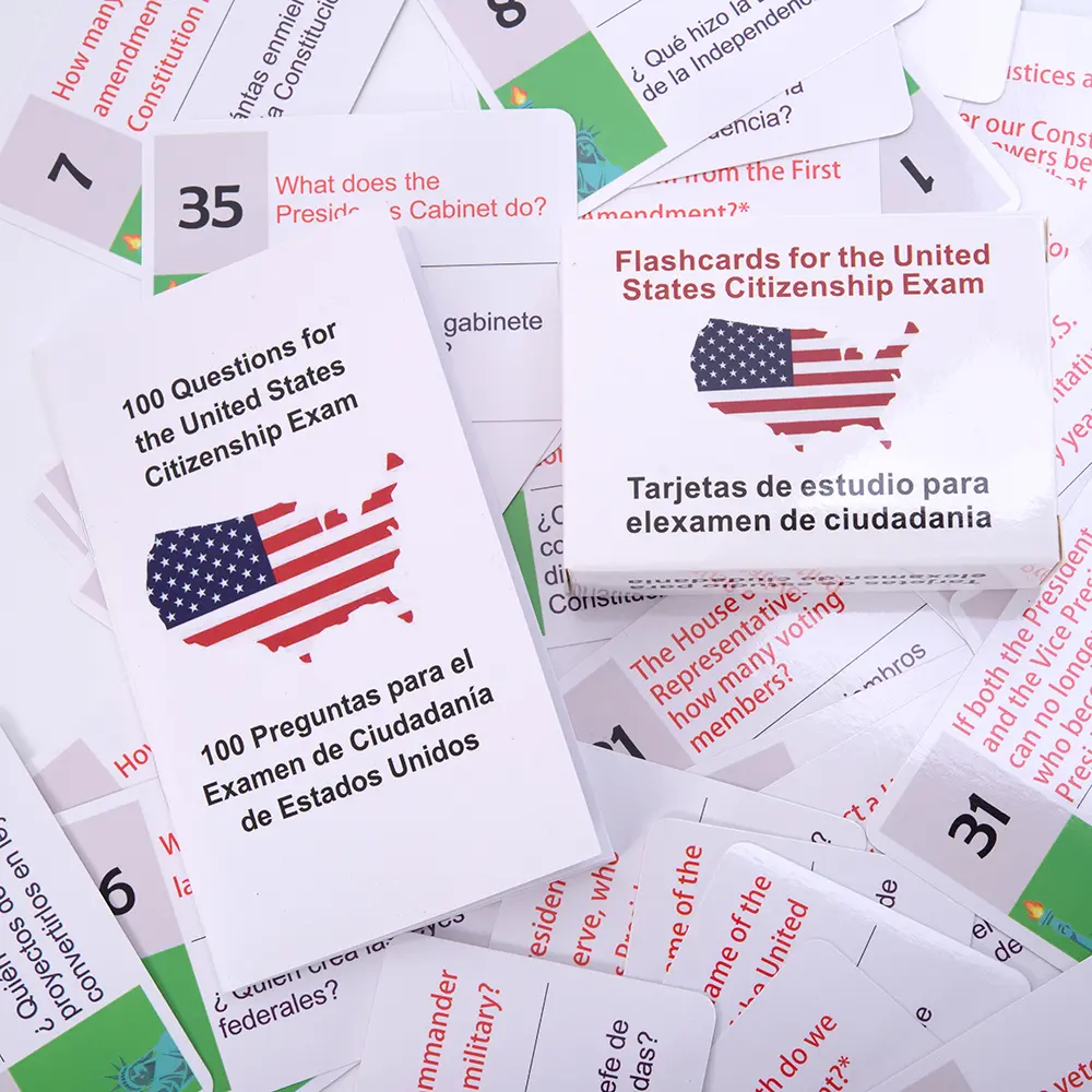 U.S. Civics Test Flash Cards Combo Set with Bilingual Booklet - English ...