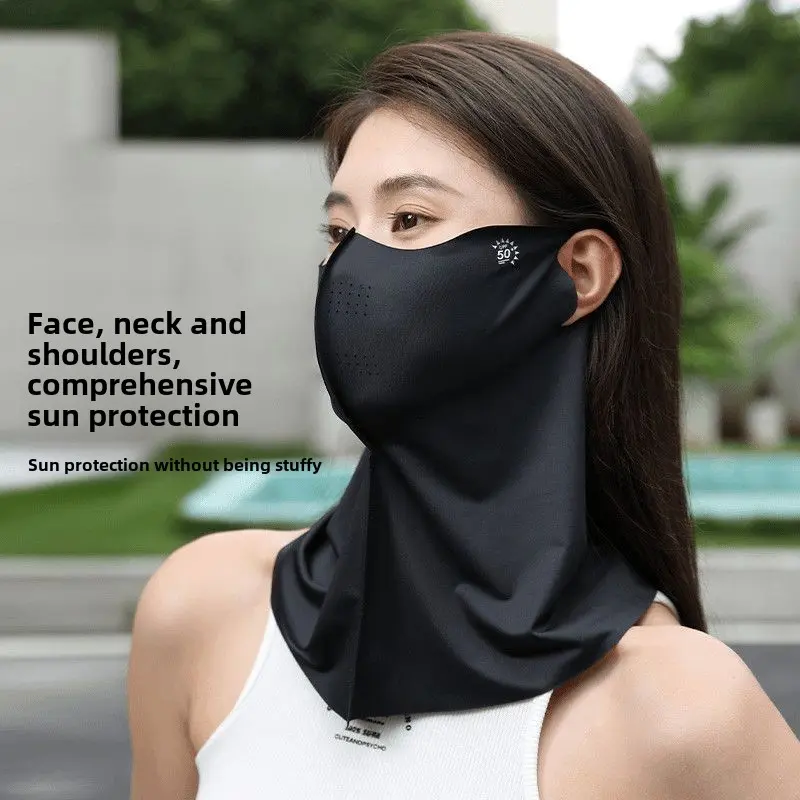 Summer UV Protection Face Mask,Long Neck Cover Sun Shield,3D Ice Silk ...
